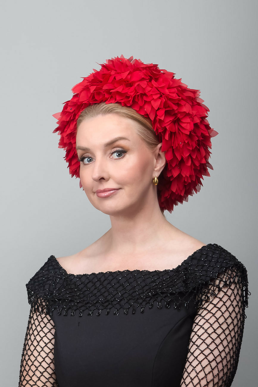 Red Chiffon Halo Hat- Ascot Ready – The Hat Circle by X Terrace