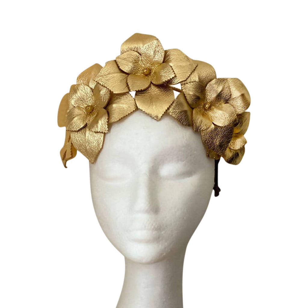 Roman Goddess Gold Leather Petal Crown with Gold Braided Headband and ...