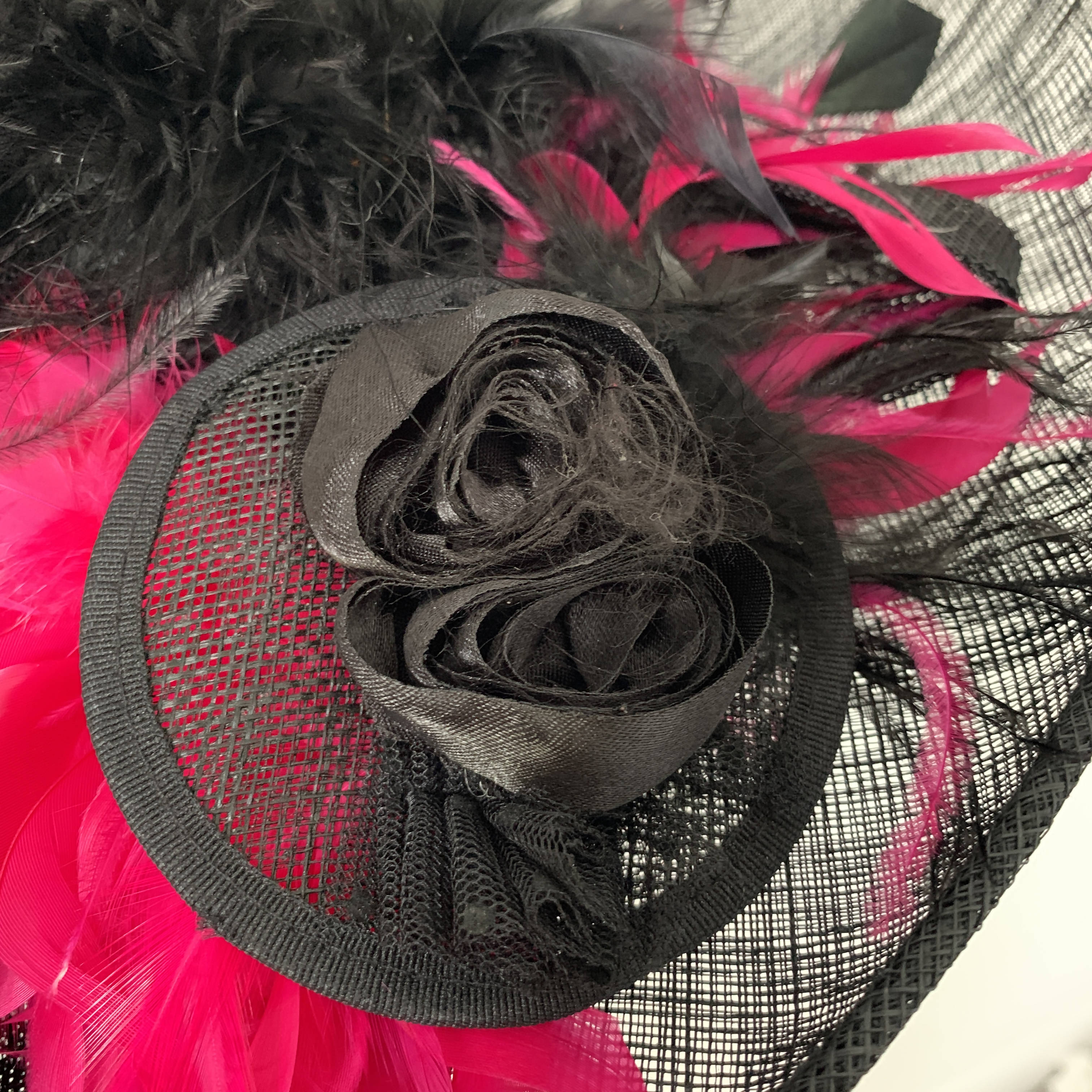 Vintage Stephen Jones Designer Hats So Fab Black Brim Hat with Pink ...