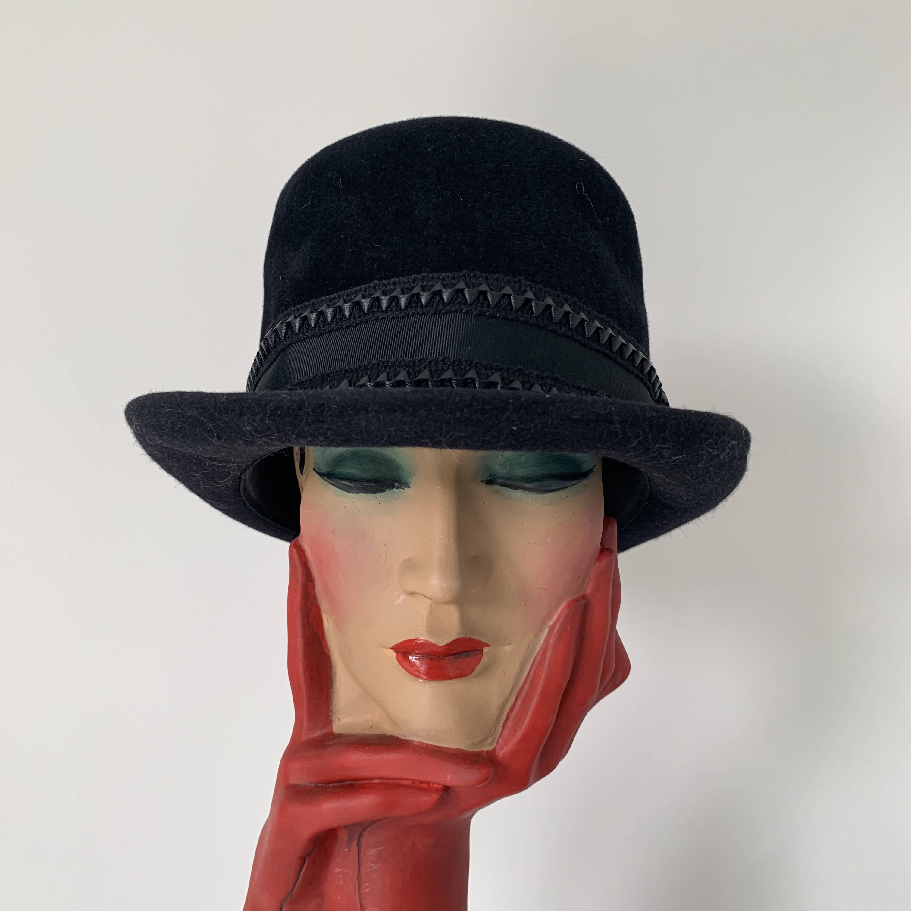 Vintage Stephen Jones Felt Top Hat with Feather in Black | The Hat ...